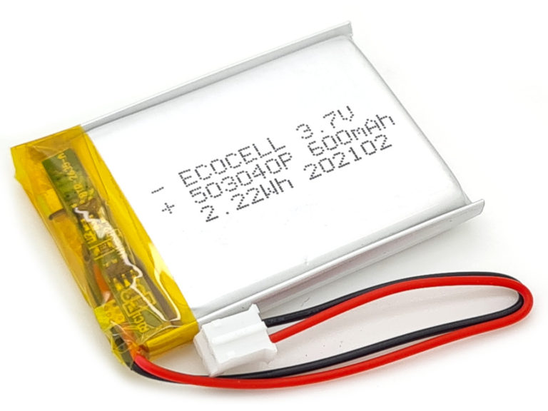 LiPo Battery 600mAh 3.7V 503040, Polymer Lithium Ion - Ecocell